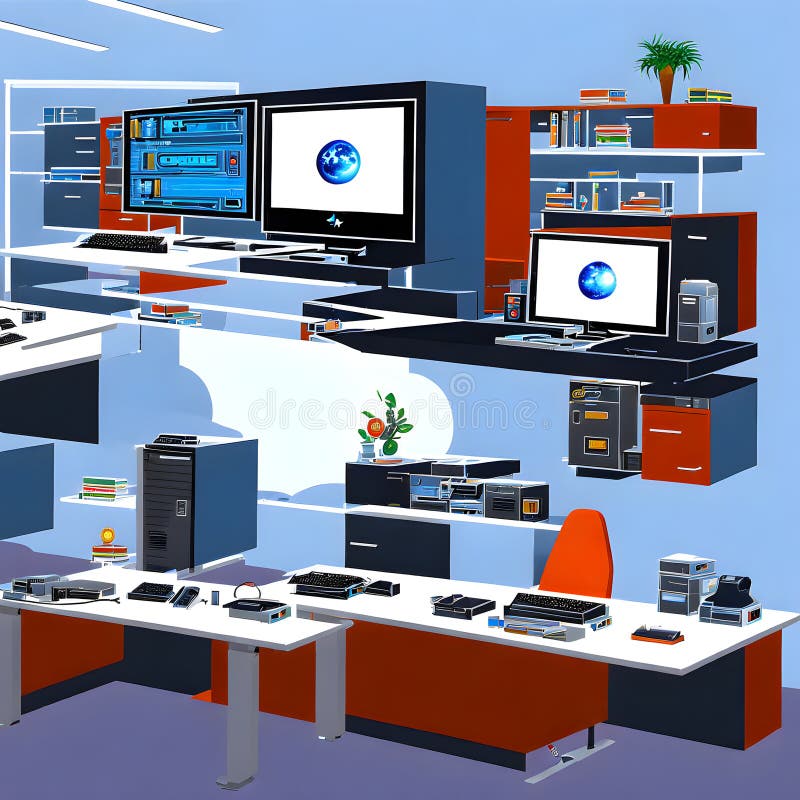 Office Space with Furniture, AI-Images Stock Illustration ...