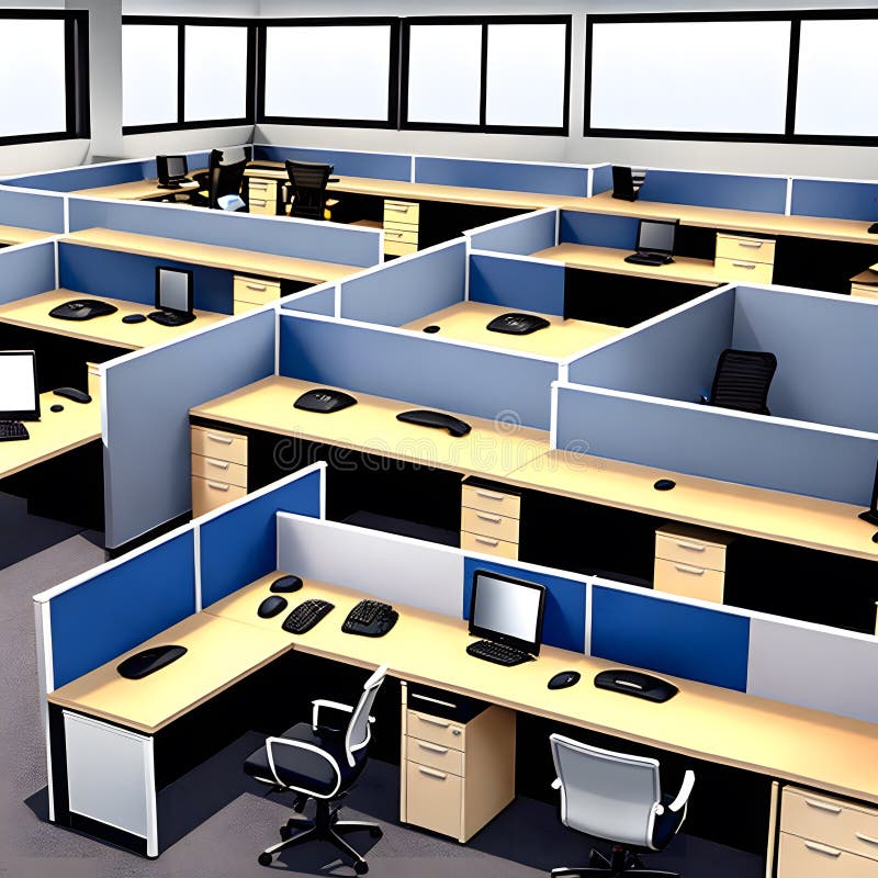 Office Space with Furniture, AI-Images Stock Illustration ...