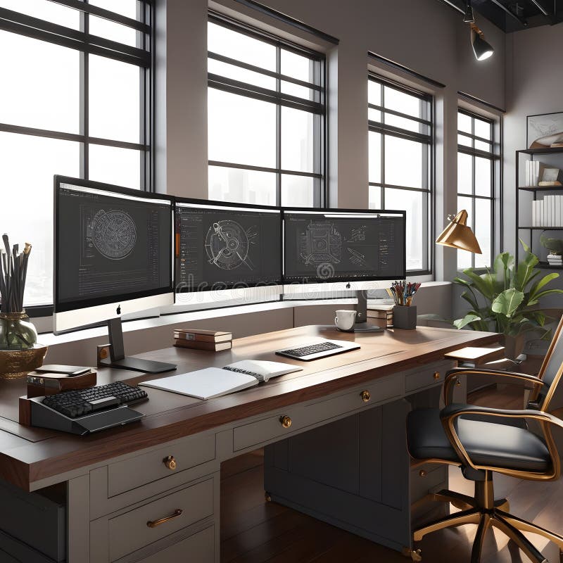 Office Space with Furniture, AI-Images Stock Illustration ...