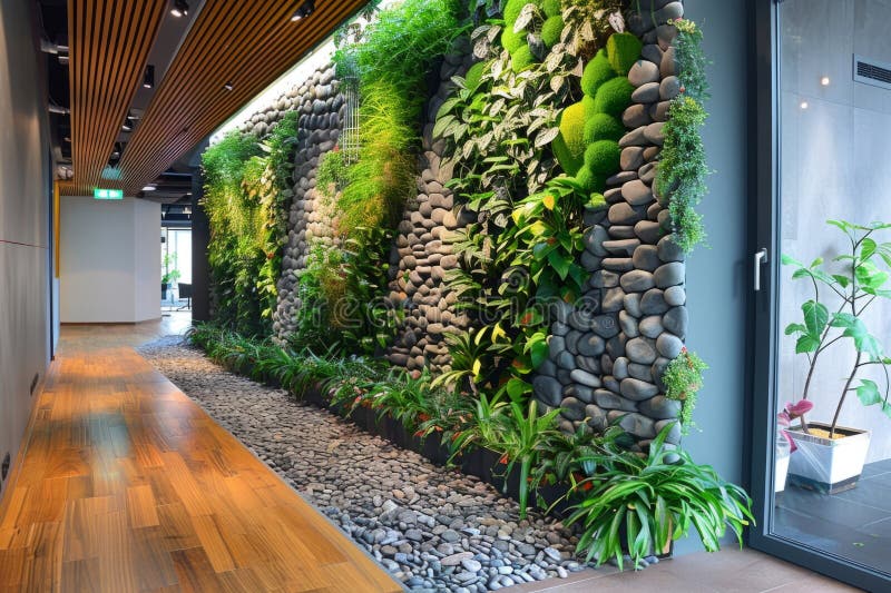 Office Space with Landscaping, Vertical Garden Stock Image - Image of ...