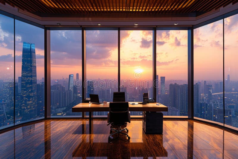 An Office Space with Large Windows Offering a Breathtaking View of the ...