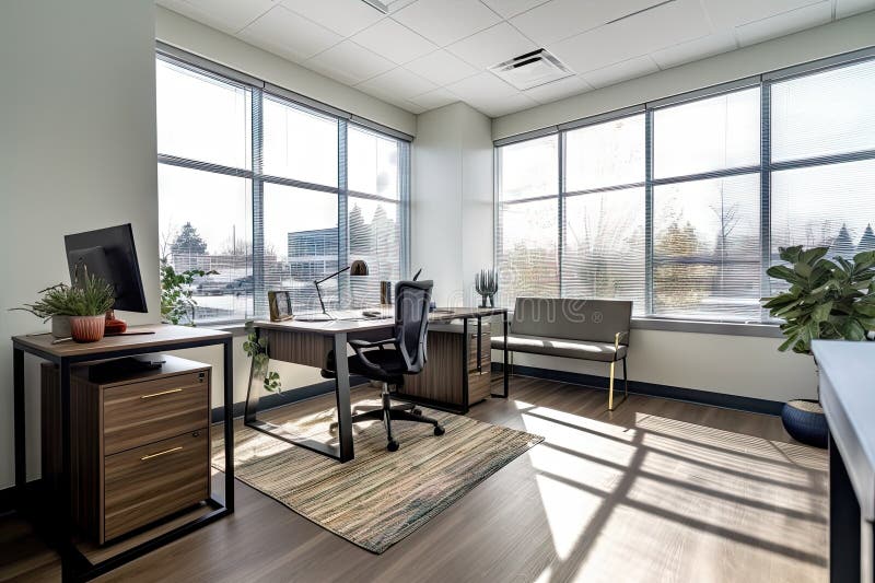 Office Space with an Open Layout and Plenty of Natural Light Stock ...