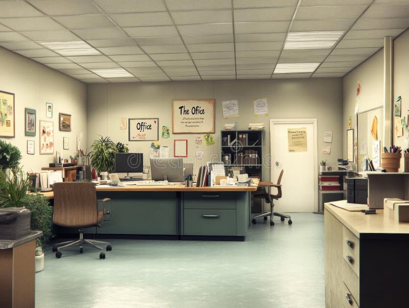 Office Space Shows Desk, Computer, Chair, and Plants. Workplace ...