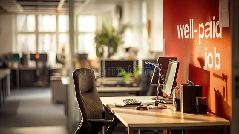 Office Space with Text Well-Paid Job Stock Illustration - Illustration ...