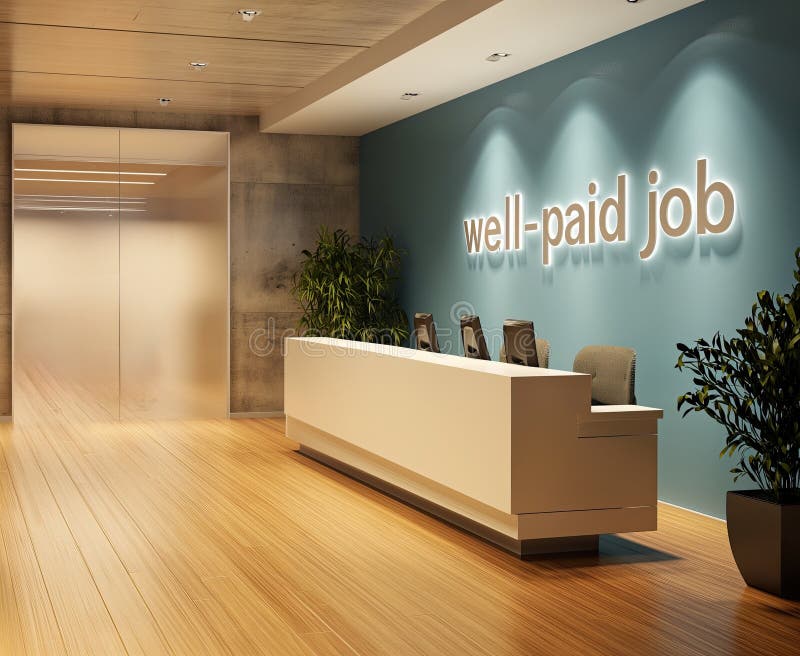 Office Space with Text Well-Paid Job Stock Image - Image of abstract ...