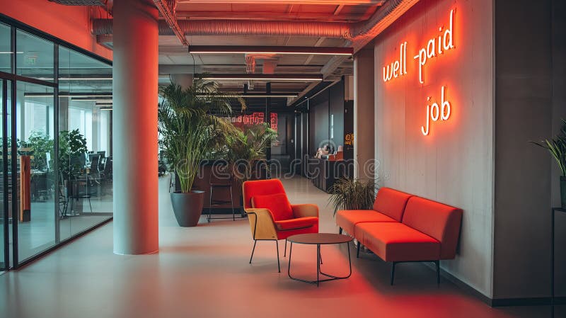 Office Space with Text Well-Paid Job Stock Illustration - Illustration ...