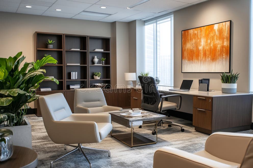 Office with Spacious Layout Stock Illustration - Illustration of ...