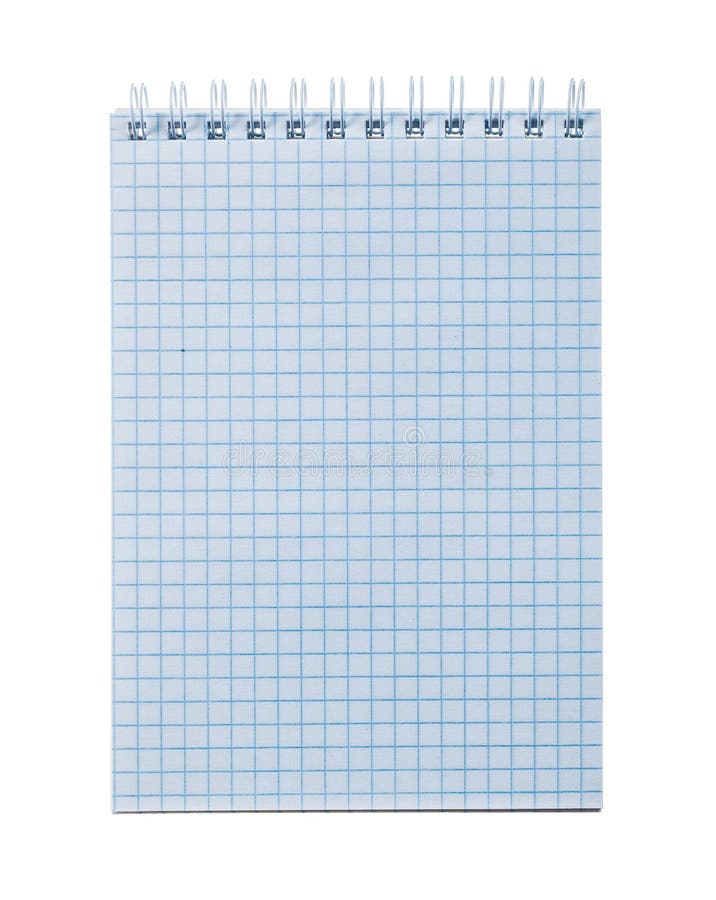 Office Spiral Checked Notebook Isolated on White Stock Photo - Image of ...