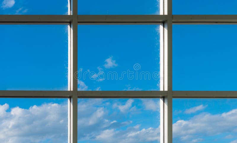 Office Square Windows To See Blue Sky. Stock Image - Image of building ...