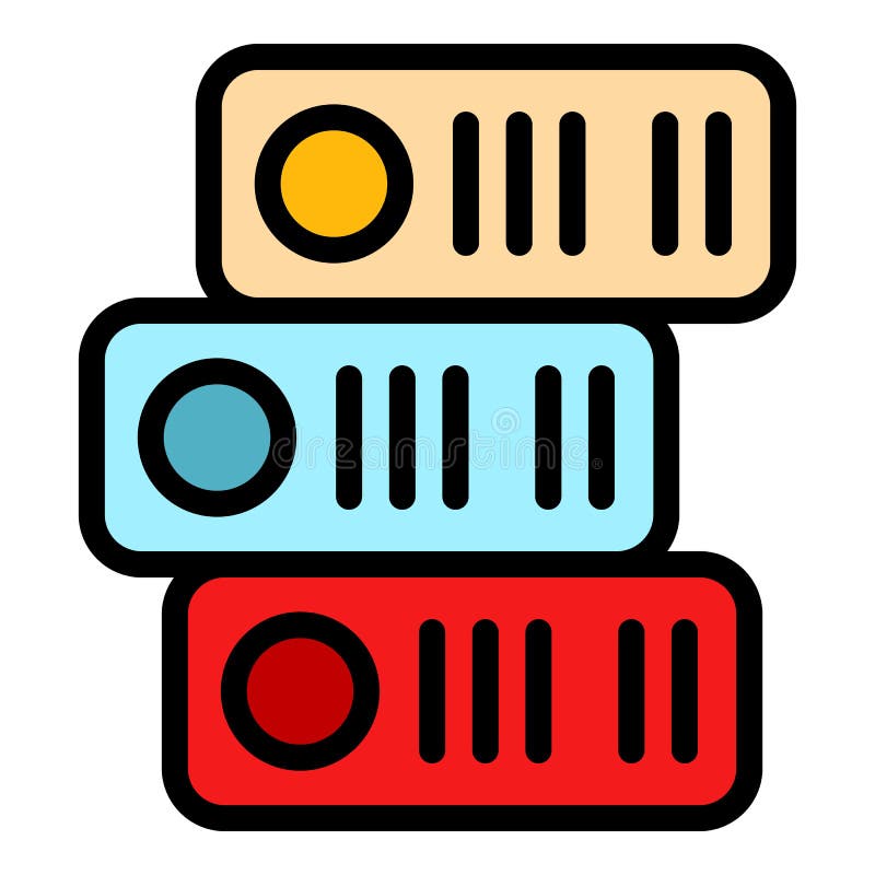 Office Stack Folders Icon Color Outline Vector Stock Vector ...