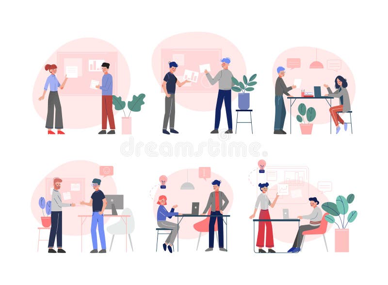 Office Staff. Employees Communicating and in Office Stock Vector ...