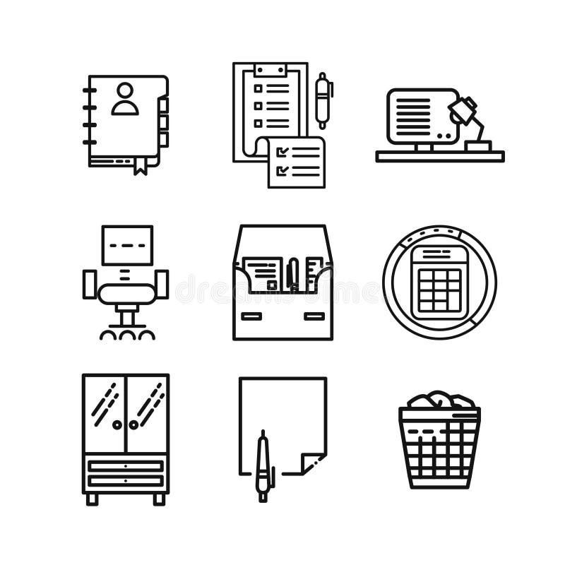 Office Staff Icon Set Black and White Illustration Stock Vector ...