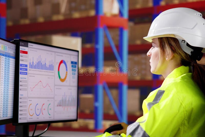 Office Staff Monitoring Warehouse Operations Stock Image - Image of ...