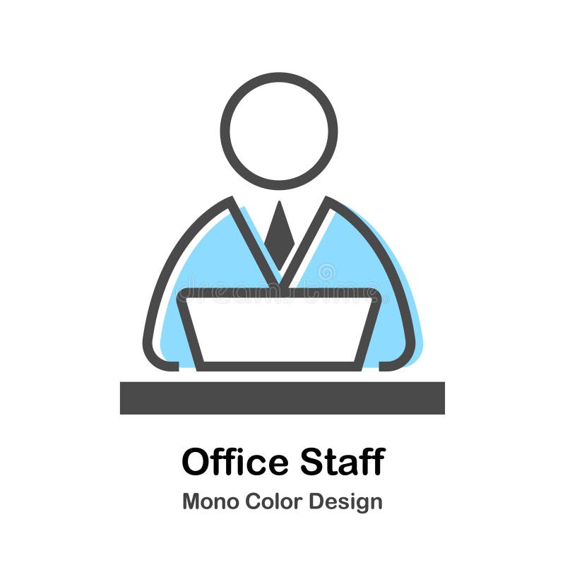Office Staff Mono Color Illustration Stock Vector - Illustration of ...