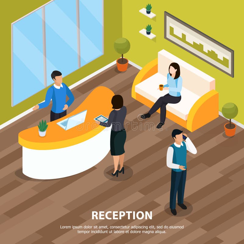 Reception Office Top View Illustration Stock Vector - Illustration of ...