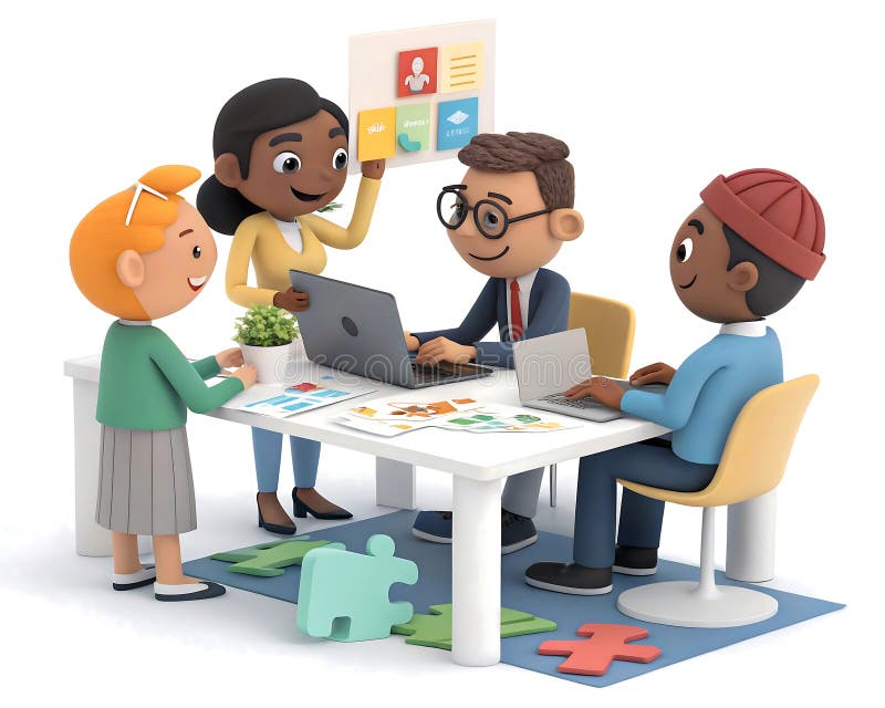 Office Staff at the Round Table in the Process of Discussing Work ...