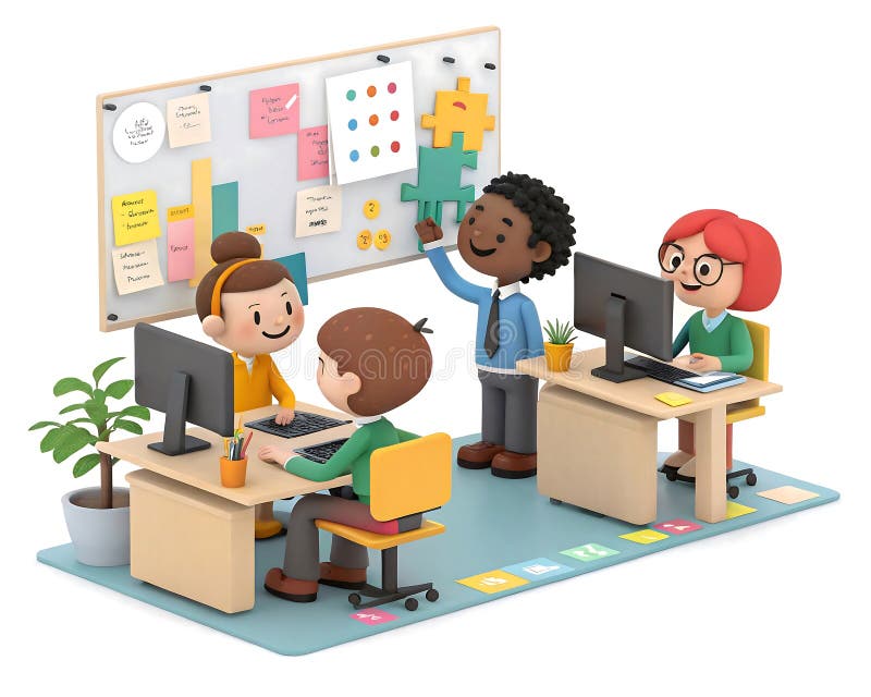 Office Staff at the Round Table in the Process of Discussing Work ...