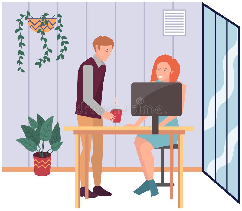 Office Workers. Co-workers. Colleagues Discuss Project Teamwork. Office ...