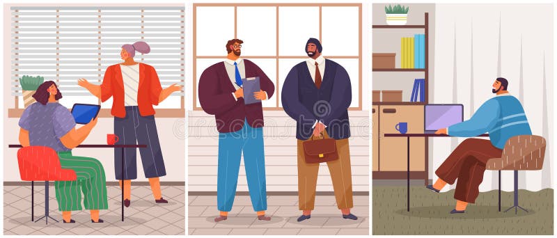 Office Workers. Co-workers. Colleagues Discuss Project Teamwork. Office ...