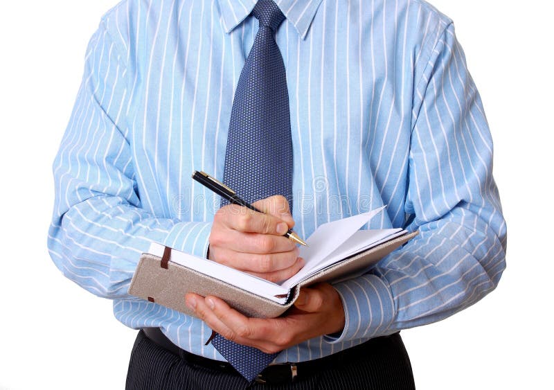 Office Staff Writes Notes in the Diary Stock Photo - Image of notebook ...