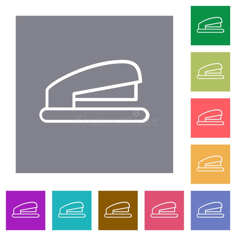 Office Stapler Outline Square Flat Icons Stock Vector - Illustration of ...