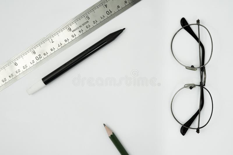 Office Starter Pack on Desk from Top Point of View Stock Image - Image ...