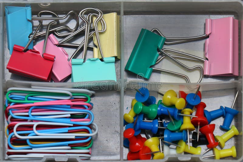 Office stationary in box stock image. Image of stack - 182832729