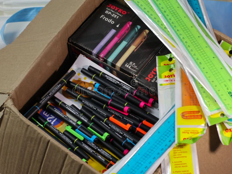 Office stationary stack editorial stock photo. Image of paper - 249740528