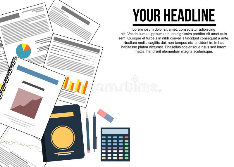 Office Stationery and Documents Corporate Banner Stock Vector ...