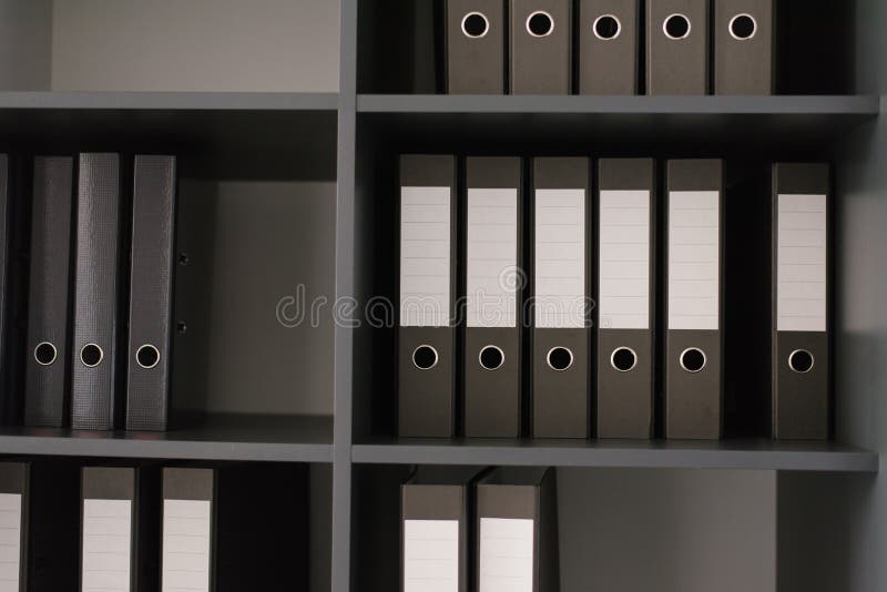 Office Stationery. Folders for Documents or Archive on Shelves in the ...