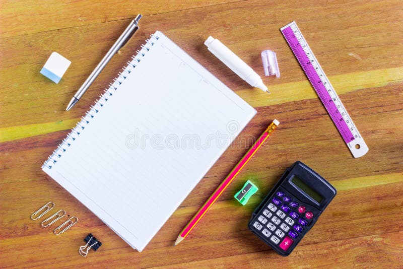 Office Stationery on the Table with Copy Space Stock Image - Image of ...