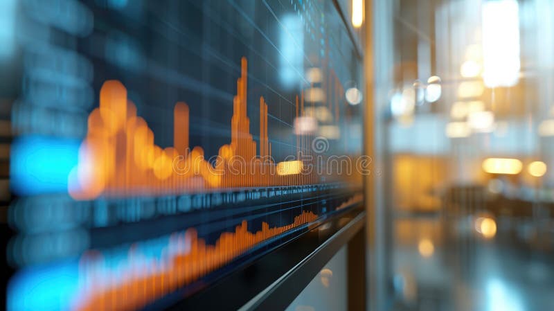 Office Stock Market Graphs and Analytics. Stock Illustration ...