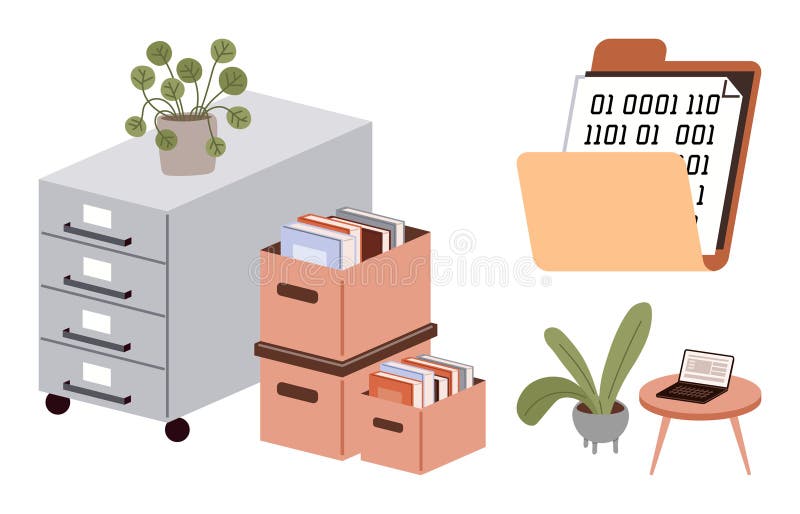 Office Storage and Organization with File Cabinets, Folders, and Digital Workspace Stock ...
