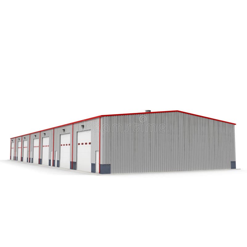 Office and Storage Warehouse Building Renders Set from Different Angles ...