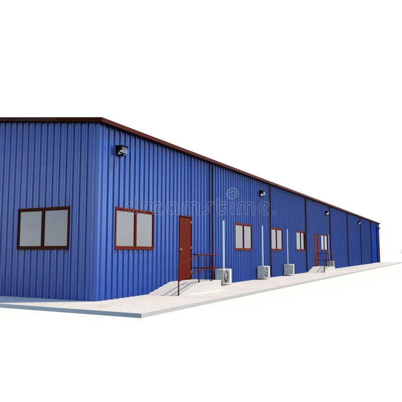 Office and Storage Warehouse Building Renders Set from Different Angles ...