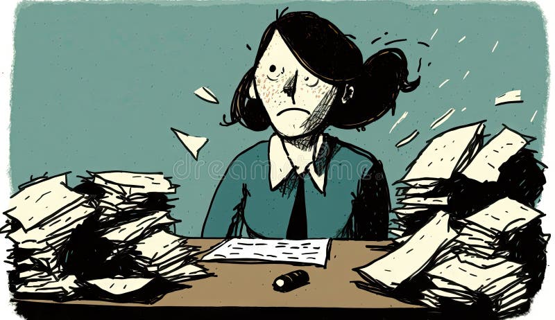 Office Stress, Paperwork, and Deadlines Comic Strip Stock Illustration ...
