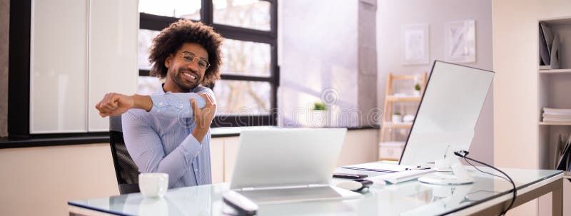 Office Stretch Exercise at Work Stock Image - Image of looking ...