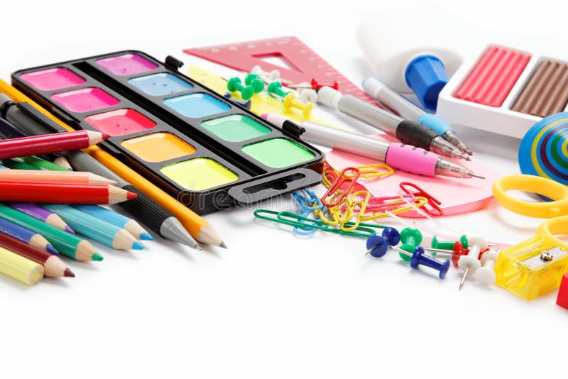 Office and Student Accessories . Stock Photo - Image of paint, marker ...
