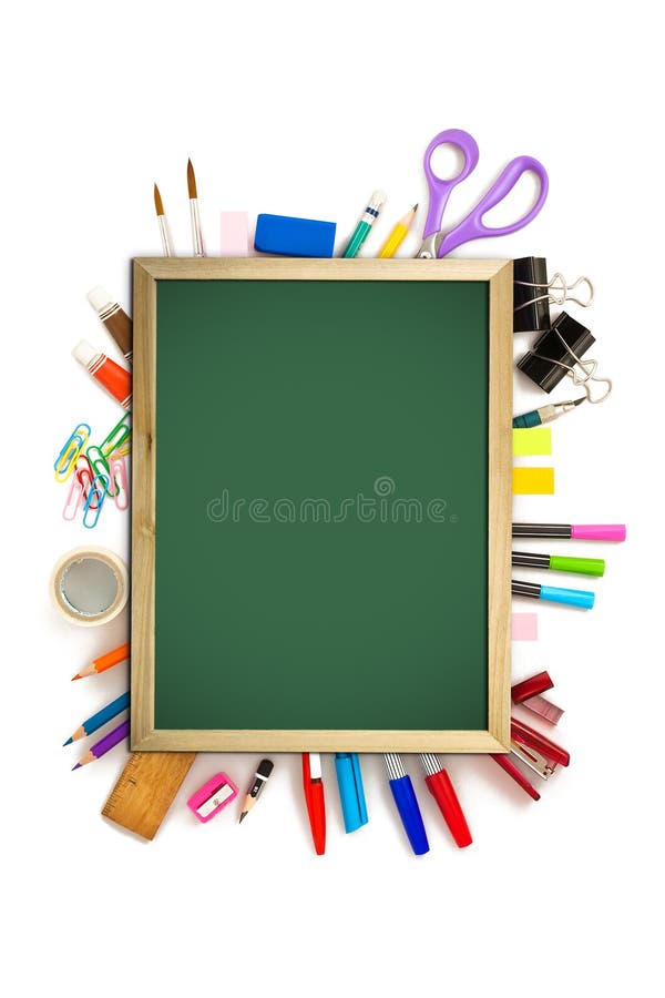 Office and Student Tool with Blackboard Over White Stock Image - Image ...