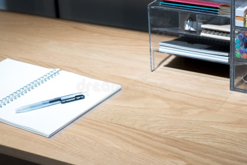 Office Study Desktop with Various Stationary Accessories Stock Photo ...