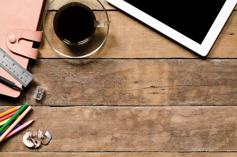 Office stuff desktop stock image. Image of colour, desk - 69126163