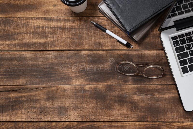 Elegant Office Desktop with Laptop. Top View Stock Photo - Image of ...