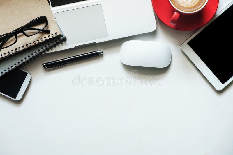 Top View Business Desk Work Office Concept. Stock Image - Image of ...