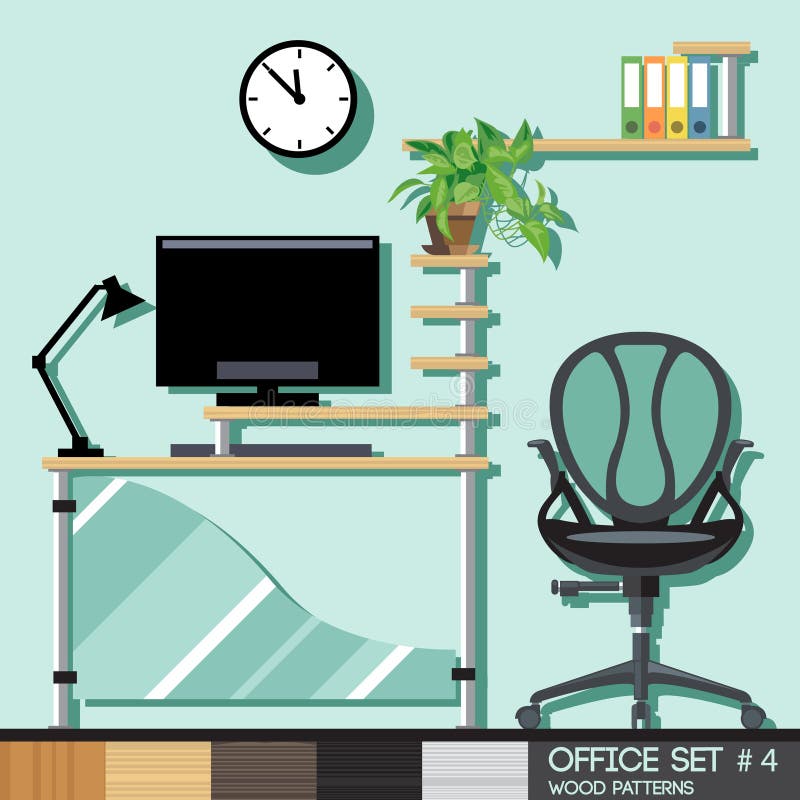 Office style interior set stock vector. Illustration of paper - 75842552