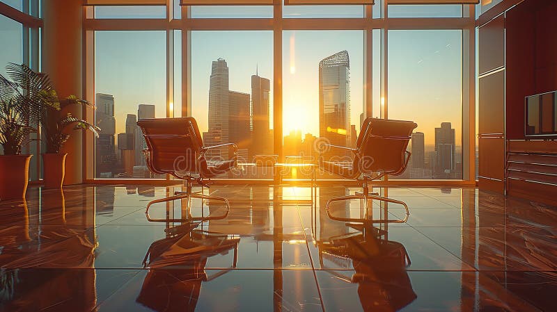 Office Sunset View stock illustration. Illustration of office - 340833265