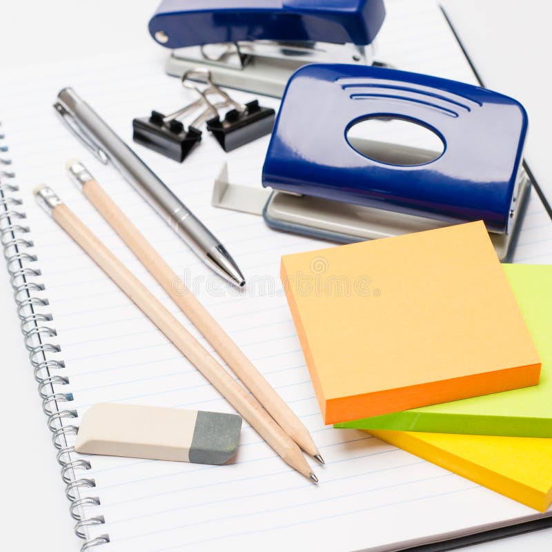 Office supplies stock image. Image of sticker, paperclip - 27163857