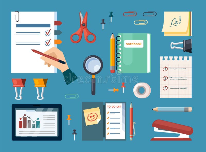 Office Work Routine Set. Moments Working Schedule Destruction Papers by ...