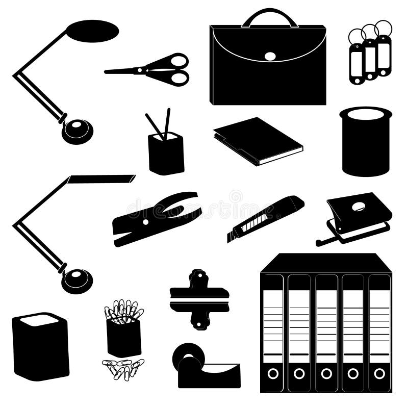 Office Supplies Icon Set Stock Illustrations – 13,805 Office Supplies ...