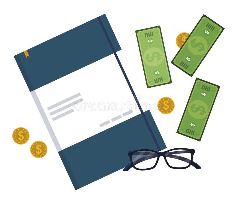 Office Supplies and Note Pad Items Stock Vector - Illustration of cash ...