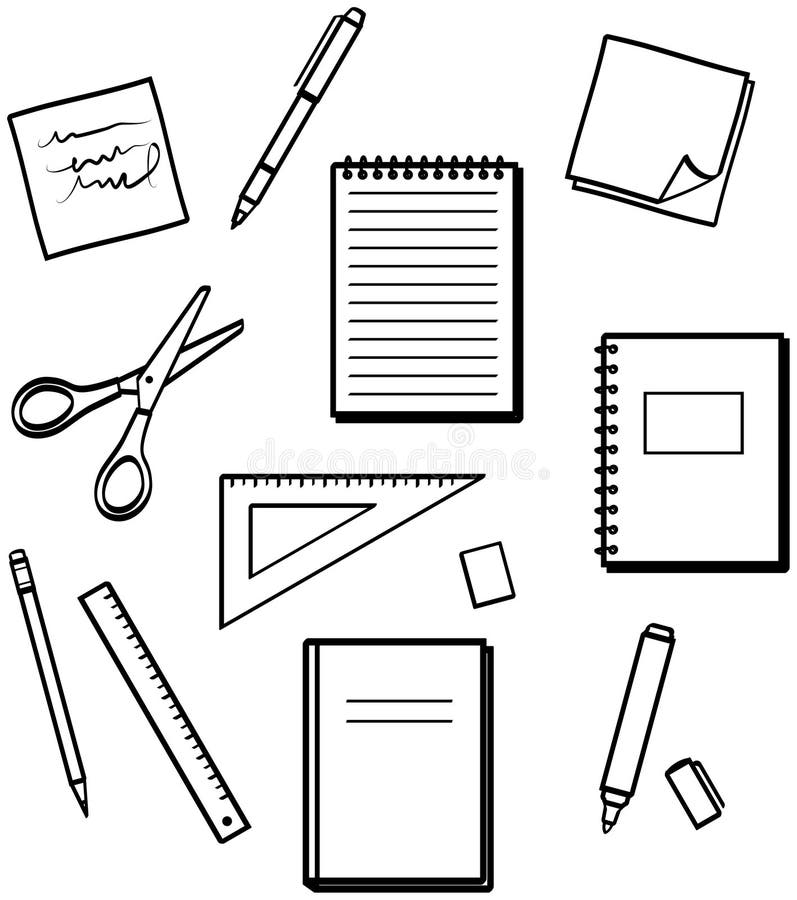Office Supplies - Vector Illustrations Stock Vector - Illustration of ...